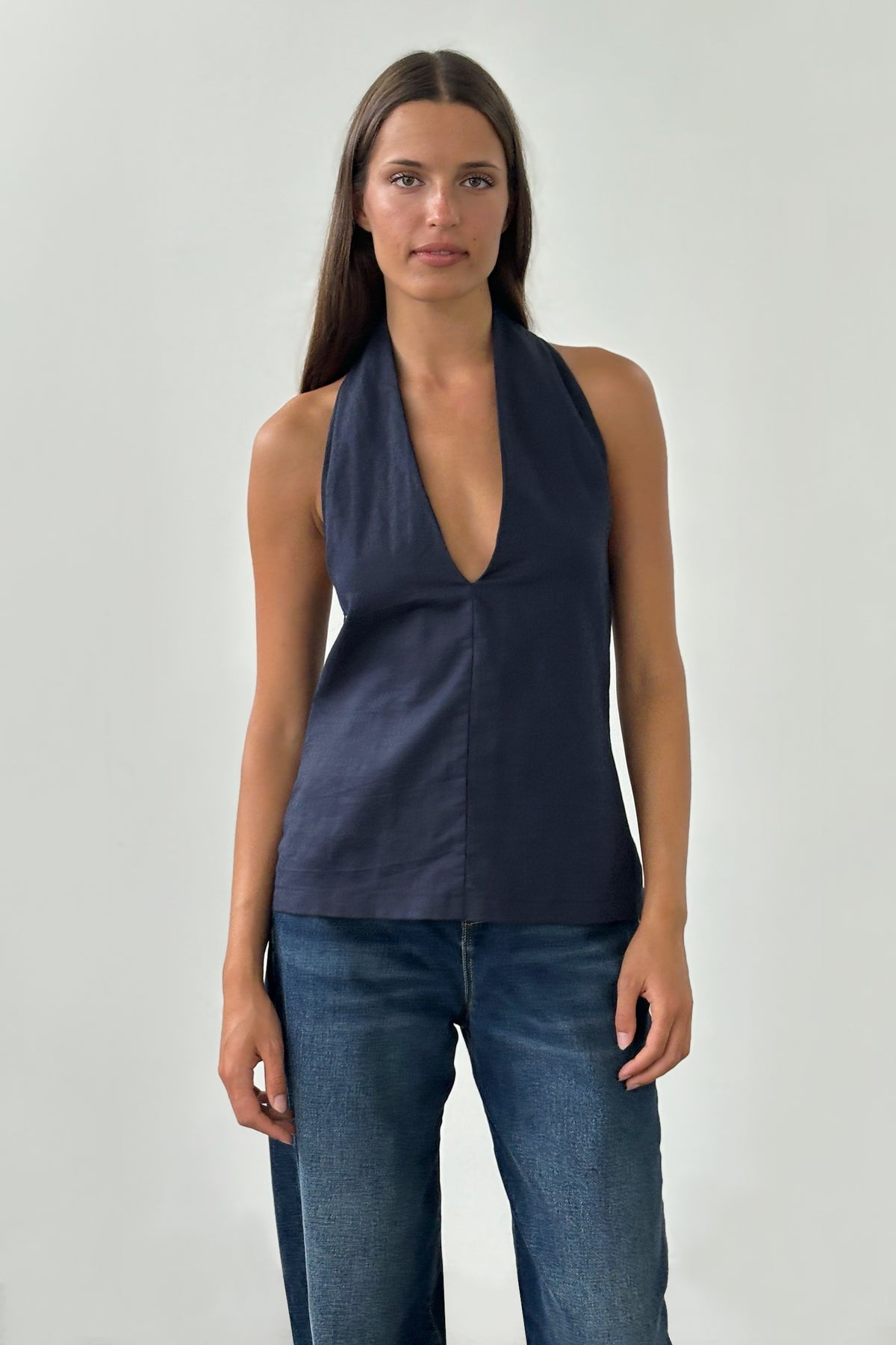 Sculpted Halter Top in Navy | Ellis Label