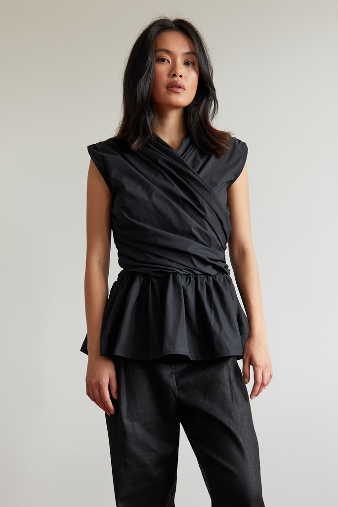 Wrap Bodice Deux Top in Black | Ellis Label