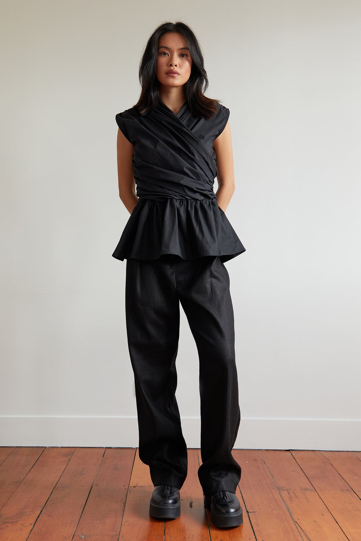 Wrap Bodice Deux Top in Black | Ellis Label